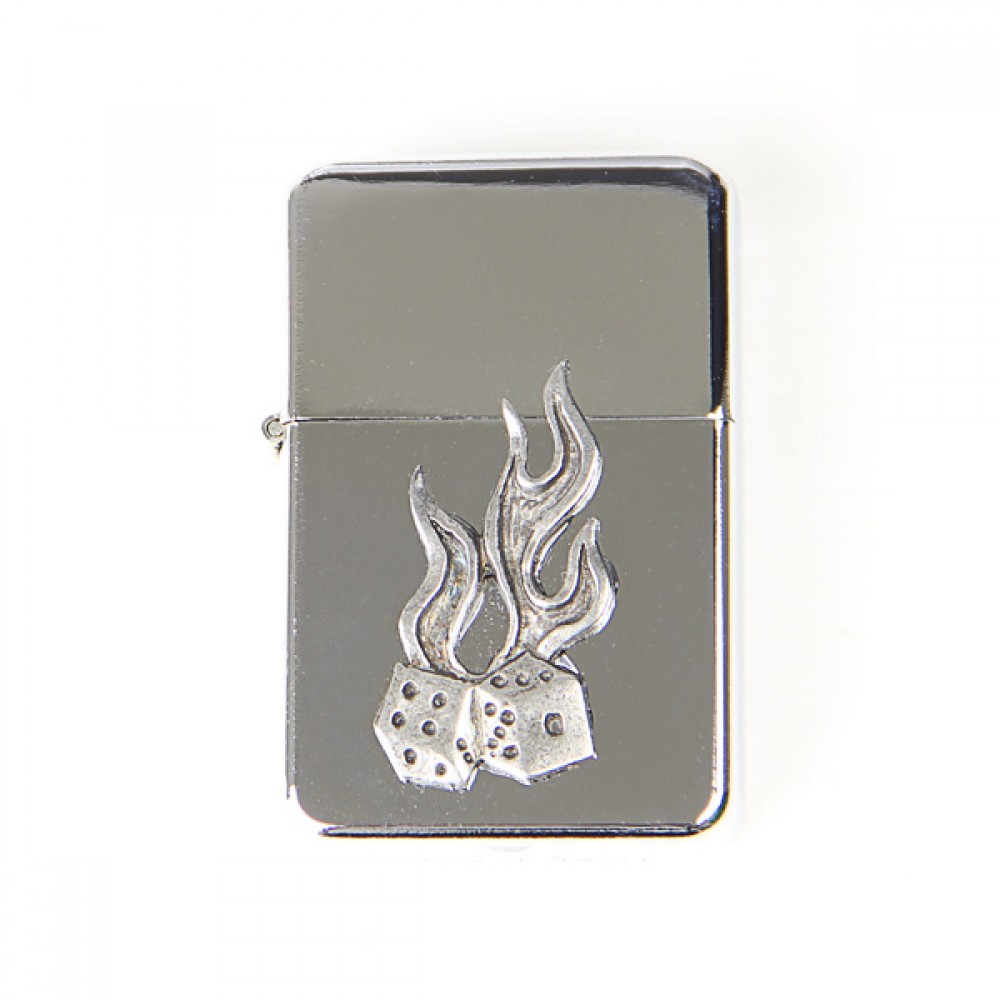Flaming Dice Chrome Lighter